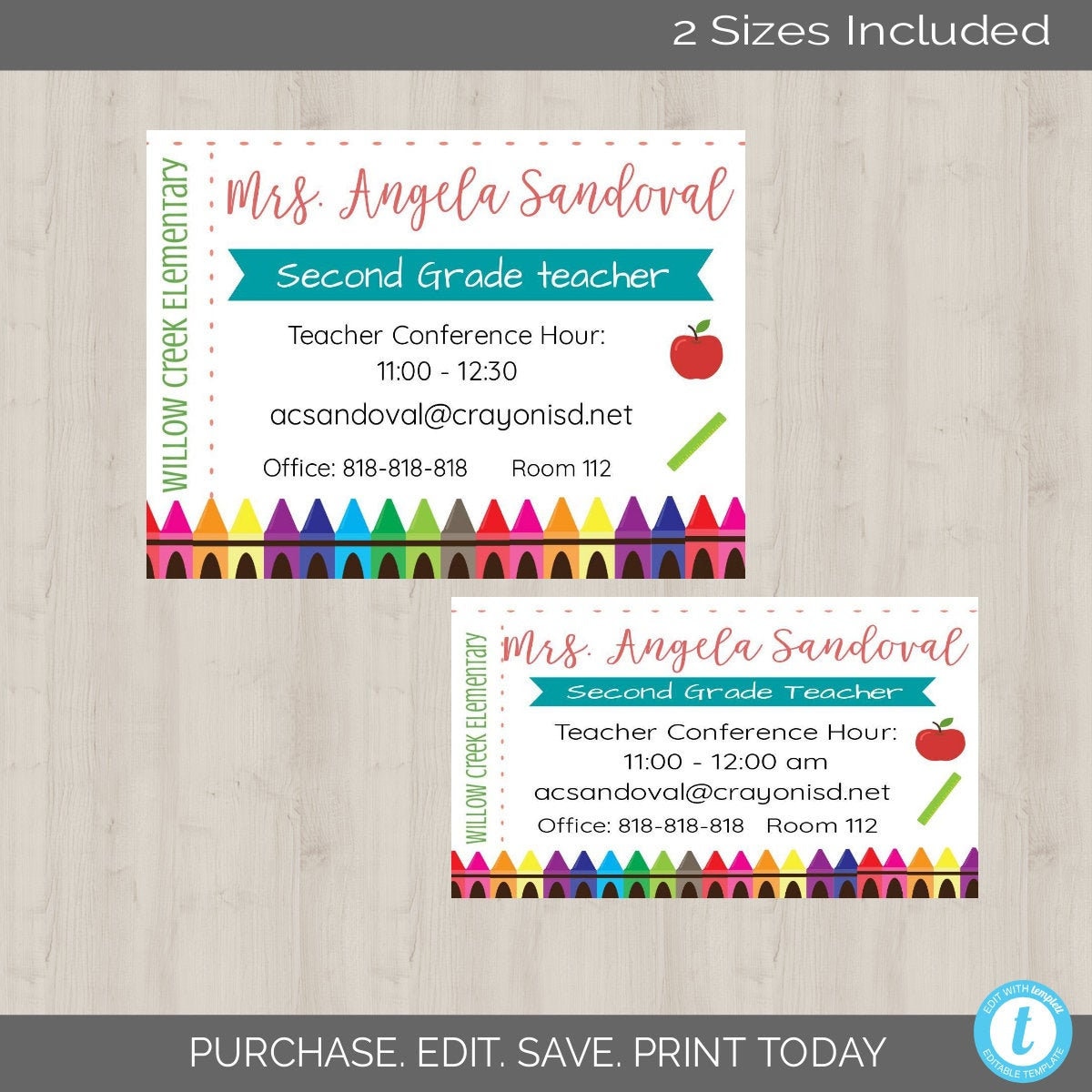 2 EDITABLE Teacher Contact Card Templates Back to School - Etsy Canada