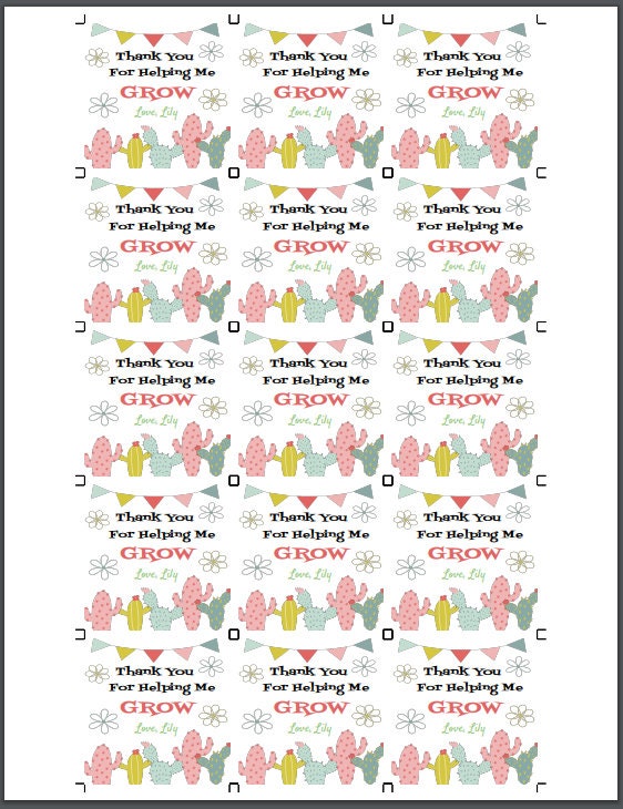 Cactus Thank You for Helping Me Grow Topper; Teacher Appreciation ...