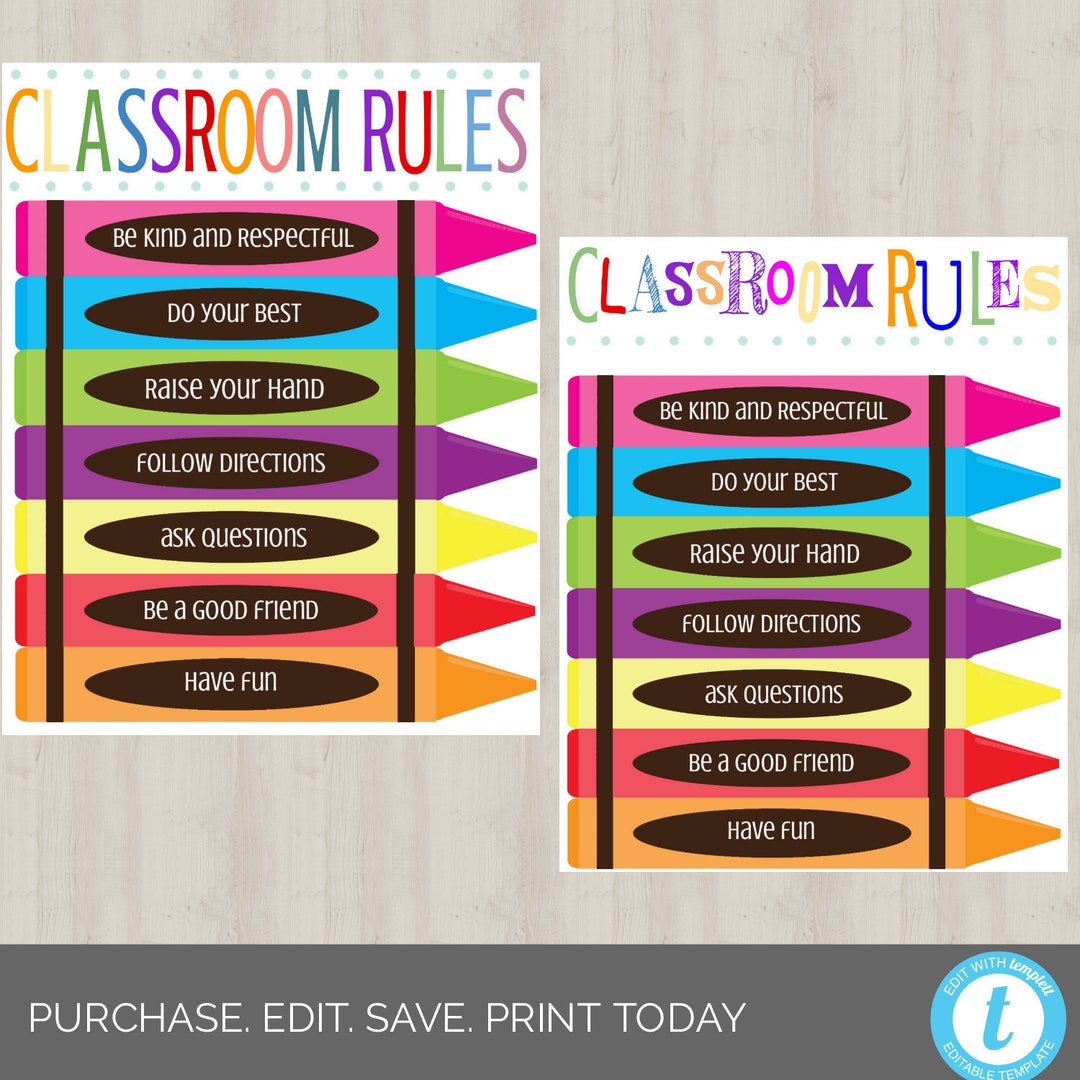 2 EDITABLE Classroom Rules Templates; Class Decor Poster; Back to ...