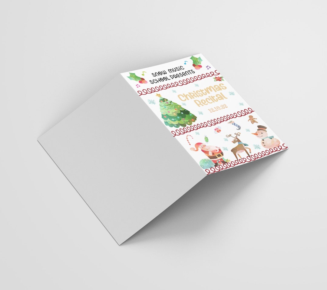Editable Red White Christmas Piano Recital Program Template; Holiday ...