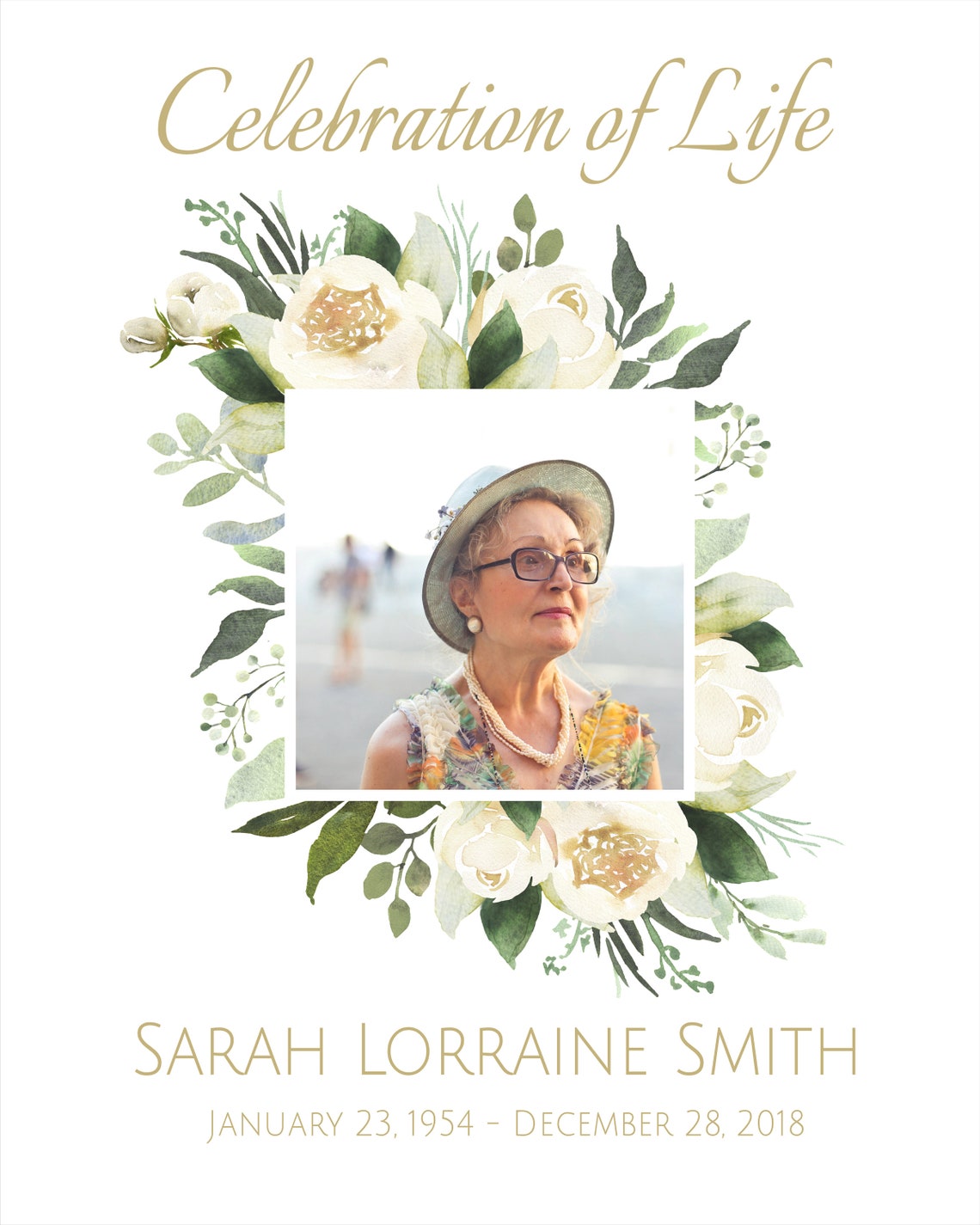 EDITABLE White Floral Frame Celebration of Life Welcome Sign - Etsy ...