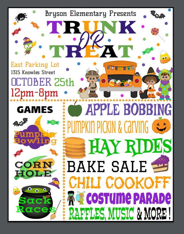 EDITABLE Halloween Trunk or Treat Flyer Template; PTO/PTA School Fall ...