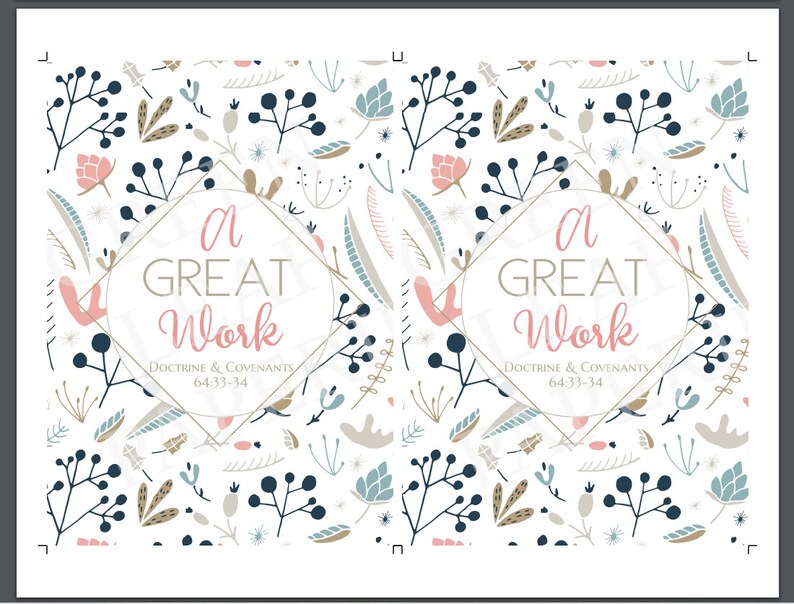 2 Editable 2021 Young Women A Great Work Handout Templates; 2 Sided 5x7 ...