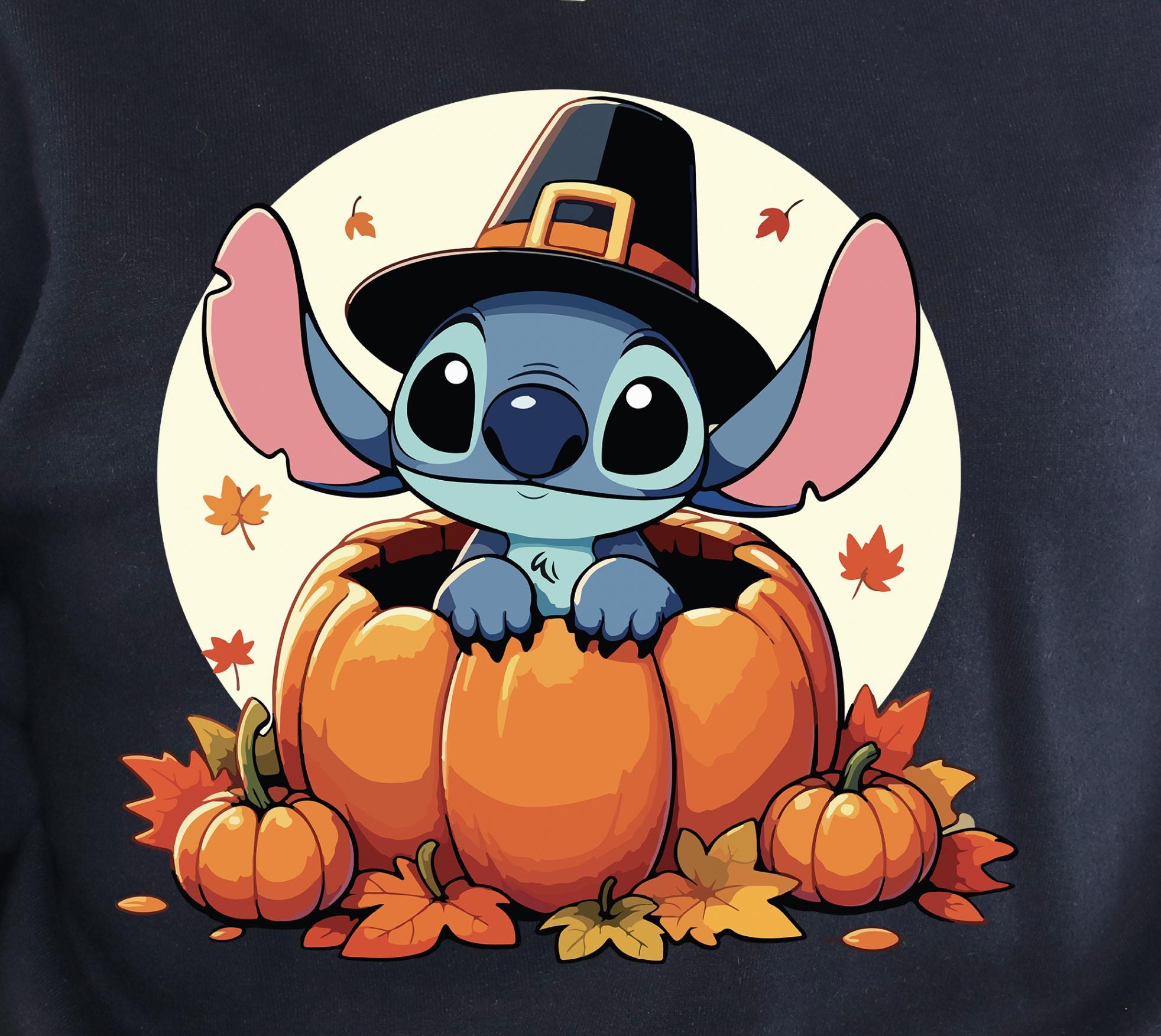 Cute Stitch Thanksgiving Pumpkin Digital Design PNG - Etsy