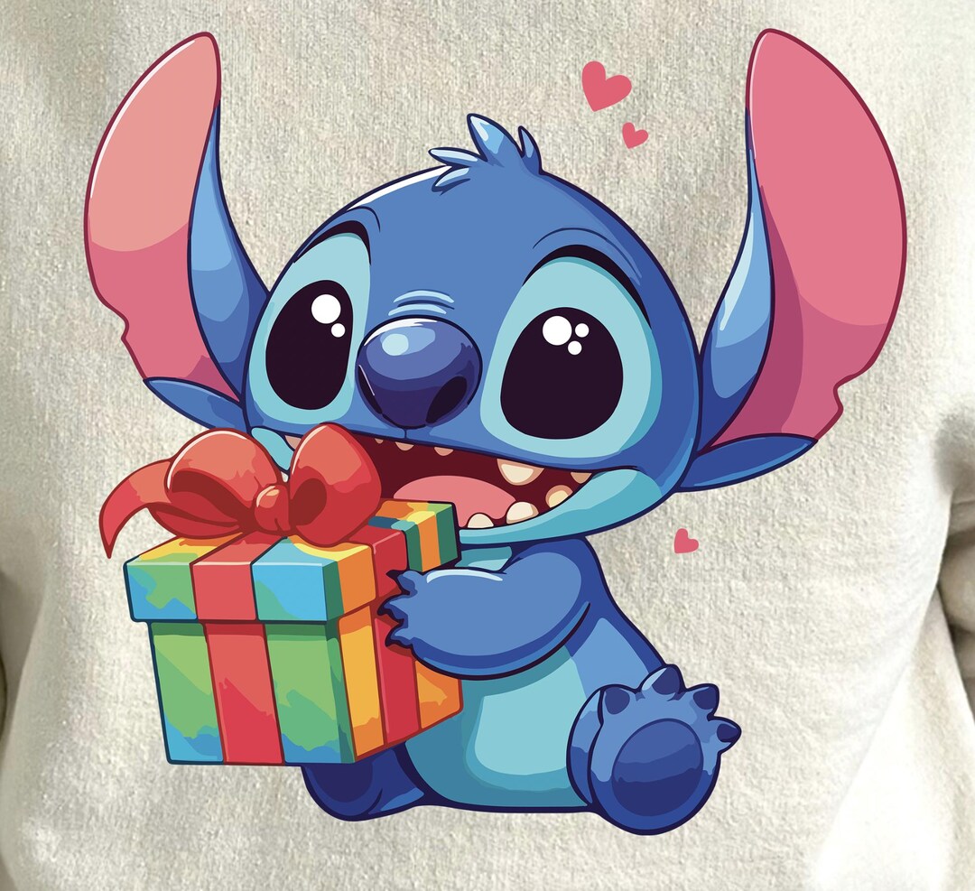 Cute Stitch Holding Gift, Stitch With Present Png, Stitch With Colorful ...