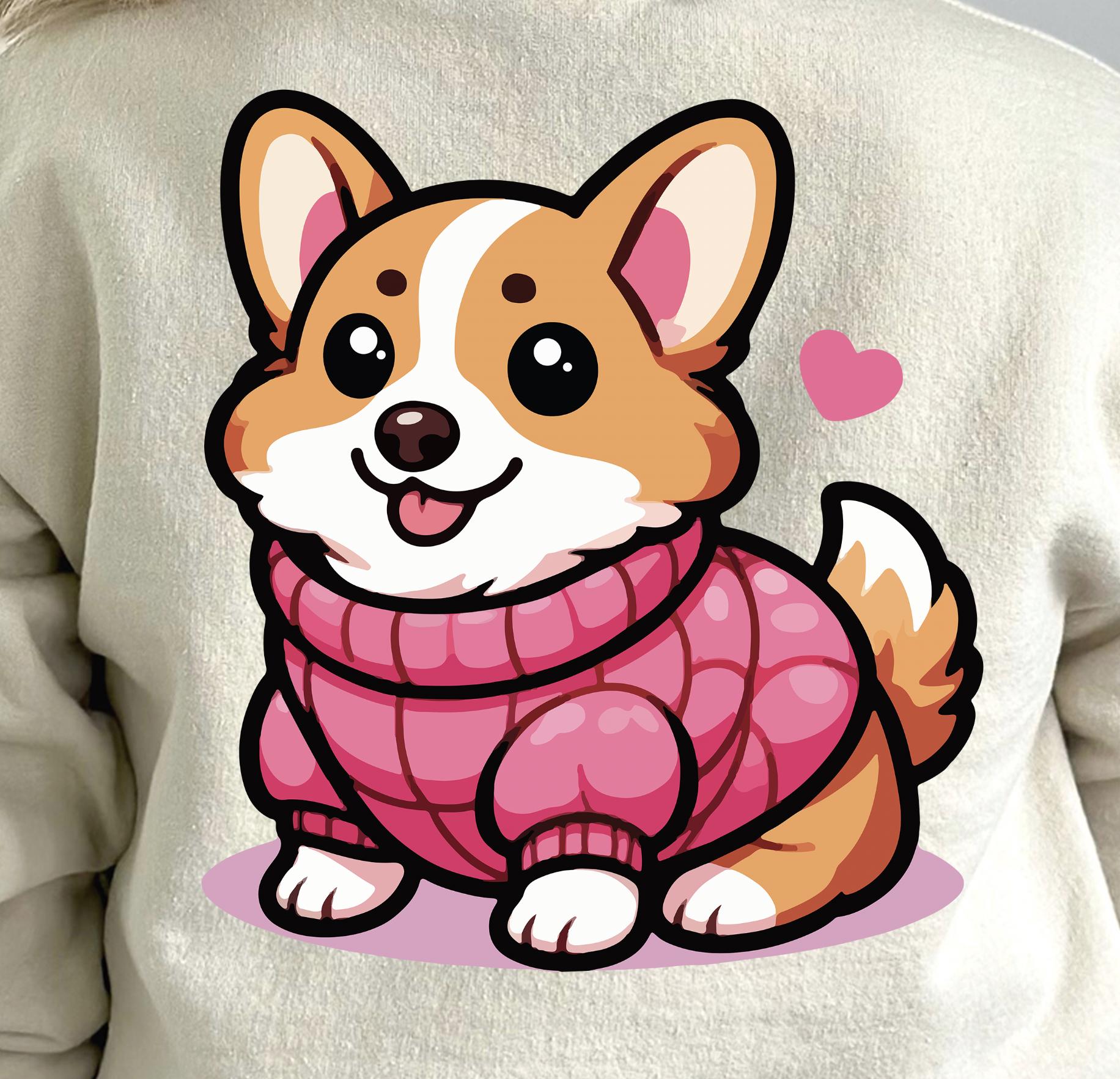 Corgi Holiday Sweater, Corgi Png, Corgi Digital Download, Corgi Pink ...