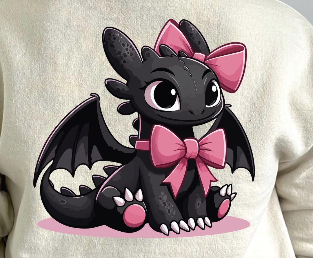 Toothless the Dragon Png, Toothless Girl Png, Dragon Pink Bow, Dragon ...