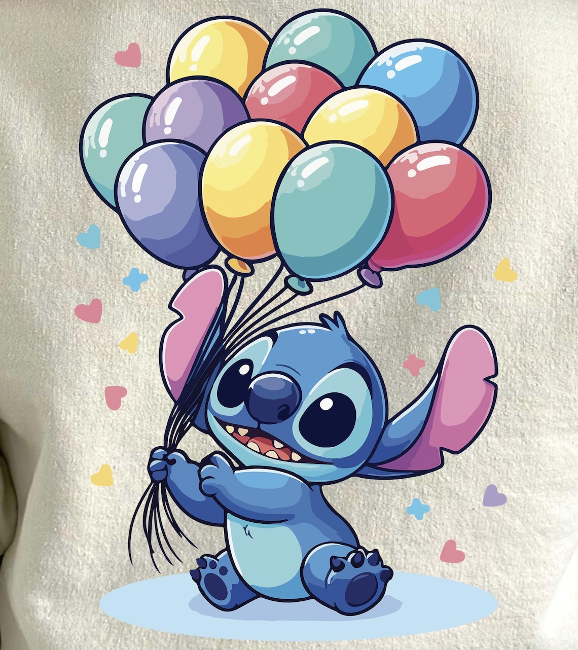 Cute Stitch With Birthday Balloons Pastel Digital Download Png - Etsy