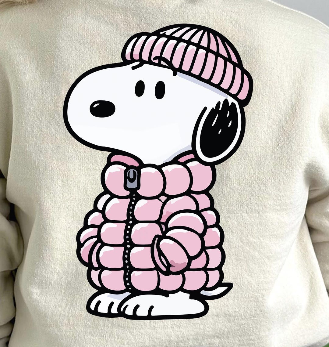 Snoopy in Pink Puffer Png, Snoopy Clipart, Snoopy Winter, Snoopy ...