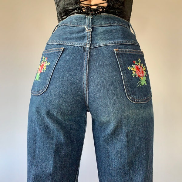 Embroidered Jeans - Etsy