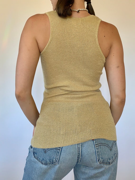 Y2K Gold Ribbed Tank - Gem