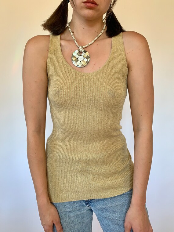 Y2K Gold Ribbed Tank - Gem