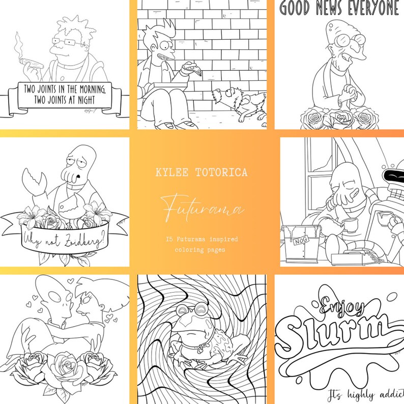 15 Futurama Inspired Coloring Pages - Etsy