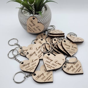 Custom Wood Memorial Heart Keychain - Personalized Remembrance Keepsake ...