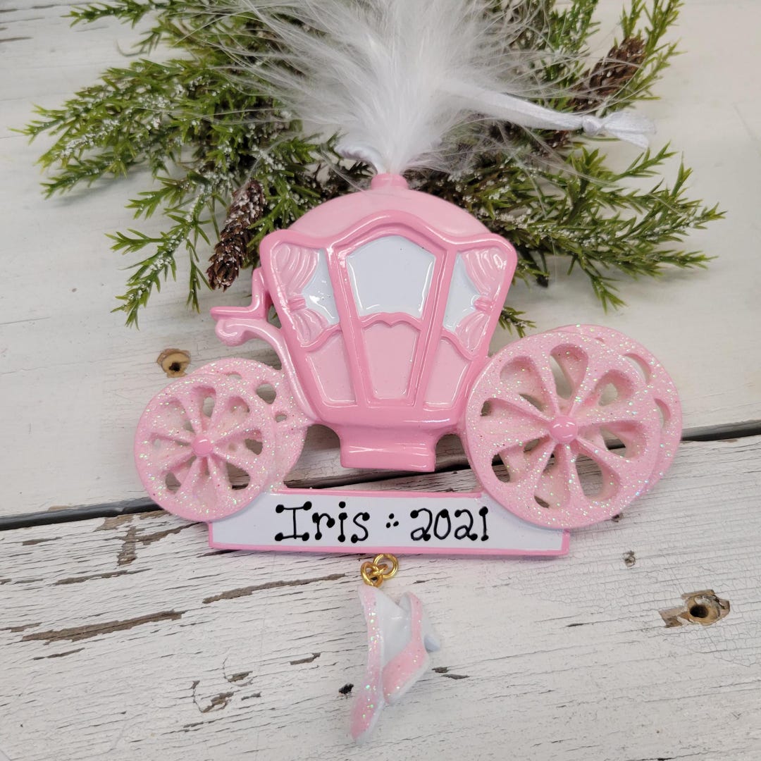 Personalized Pink Princess Carriage Ornament, Holiday Keepsake - Etsy