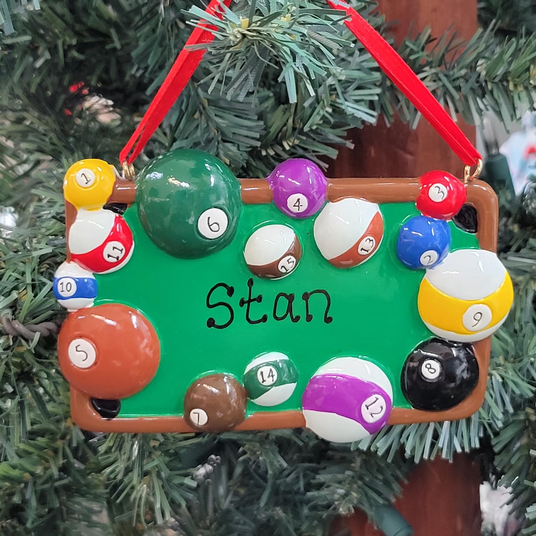 Personalized Pool Table Ornament – Custom Billiards Christmas Decor ...