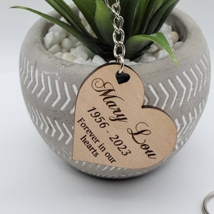 Custom Wood Memorial Heart Keychain - Personalized Remembrance Keepsake ...