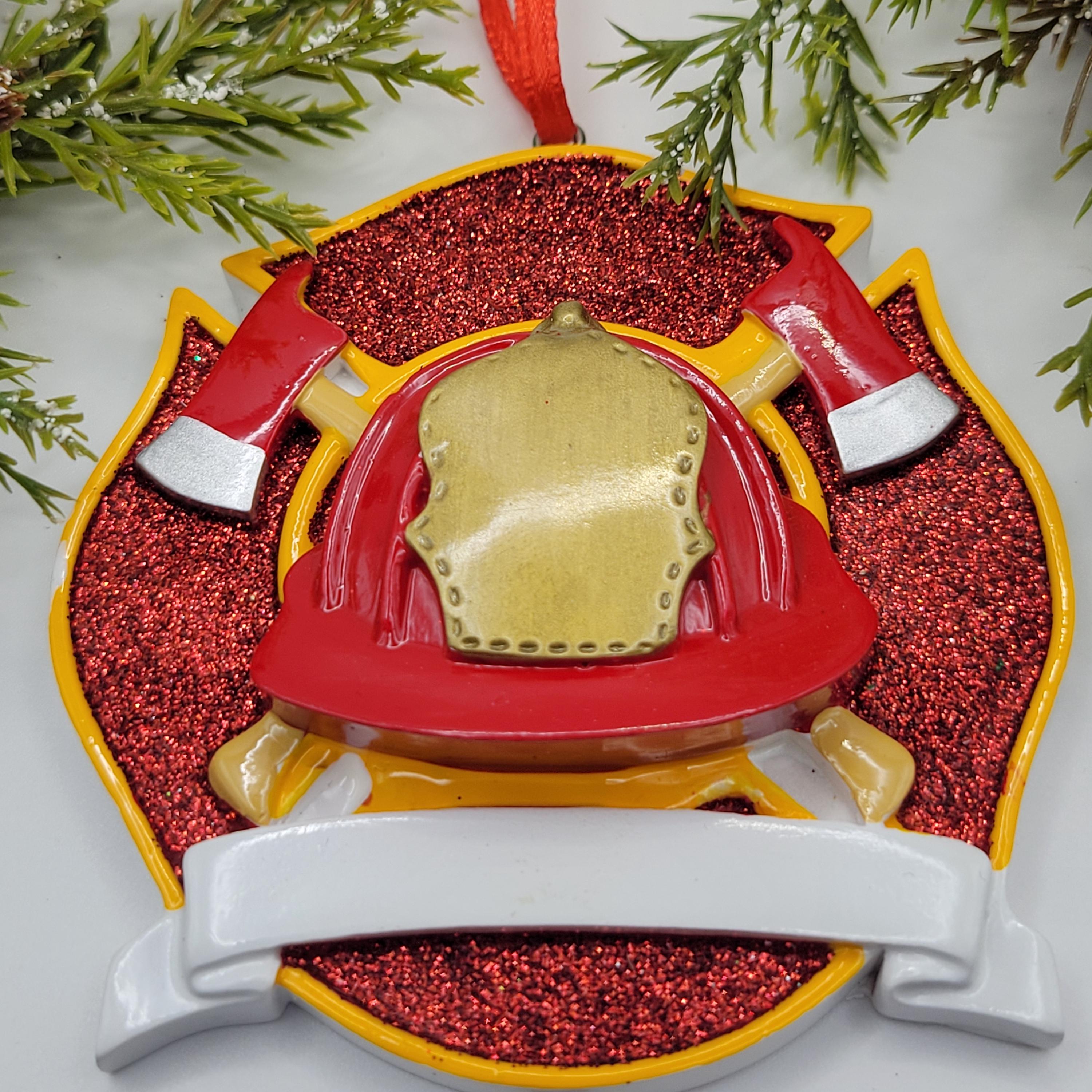 Personalized Firefighter Ornament – Custom Fireman Hat & Shield - Etsy