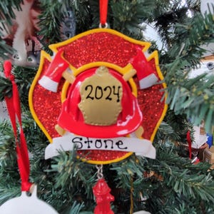 Personalized Firefighter Ornament – Custom Fireman Hat & Shield - Etsy