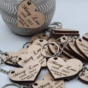 Custom Wood Memorial Heart Keychain - Personalized Remembrance Keepsake ...