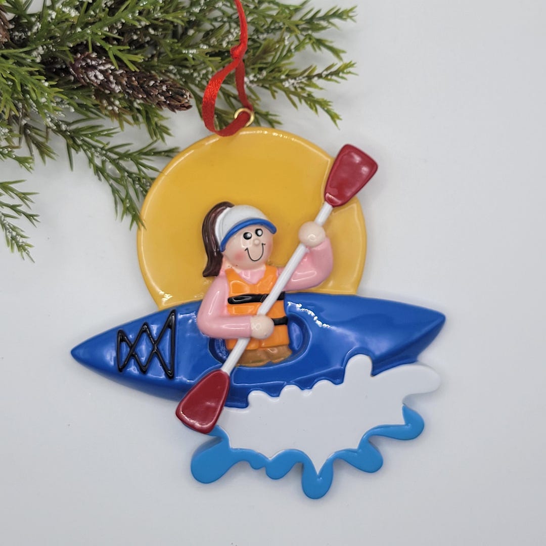Personalized Kayaking Girl Ornament / Female Canoe Christmas Ornament ...
