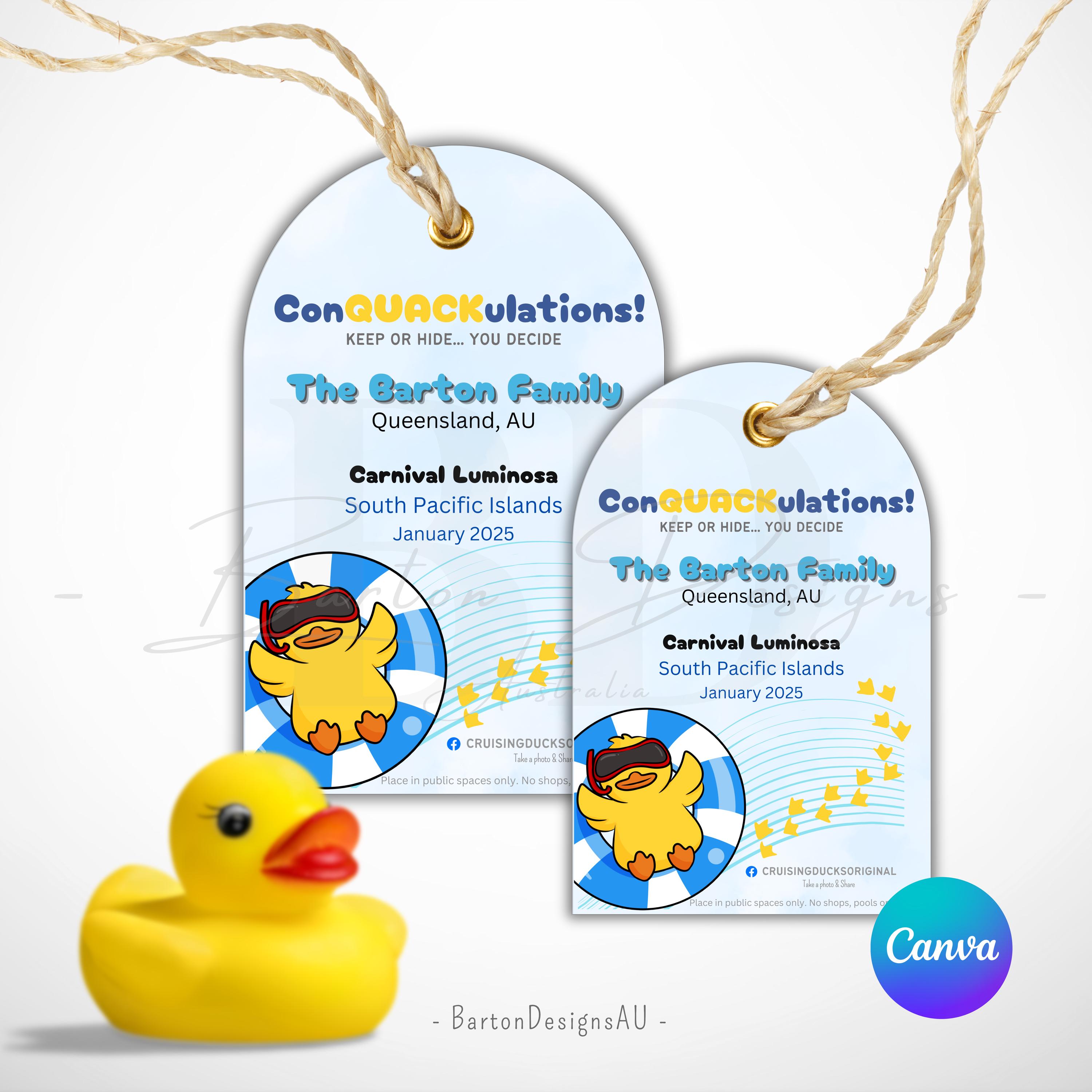 Conquackulations Duck Tag Template - Editable & Custom Printable Labels ...