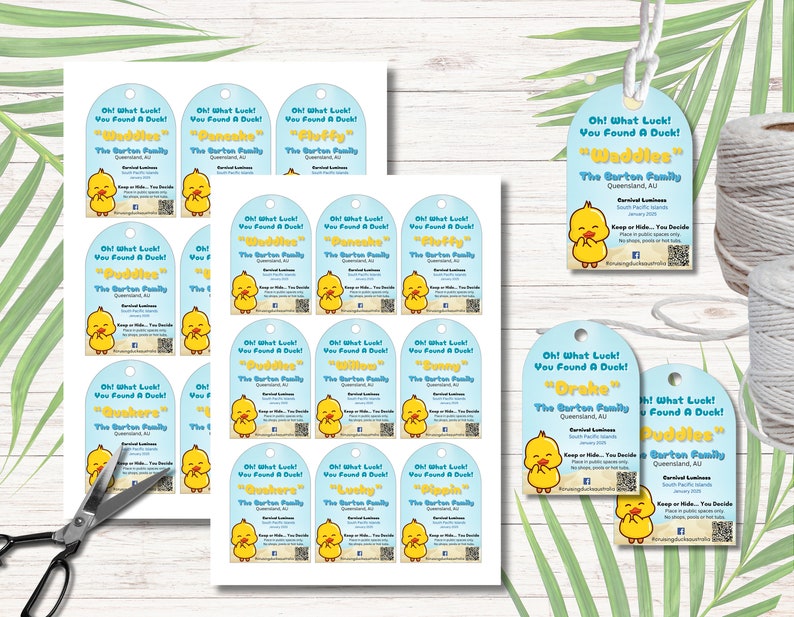 Cruising Duck Tag Label Template Editable Oh What Luck Customise ...