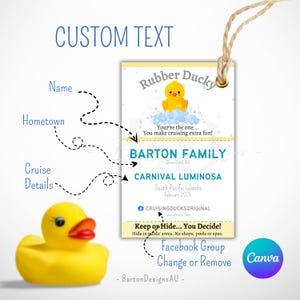 Customisable Cruise Duck Tags – Printable Rubber Duck Labels for ...