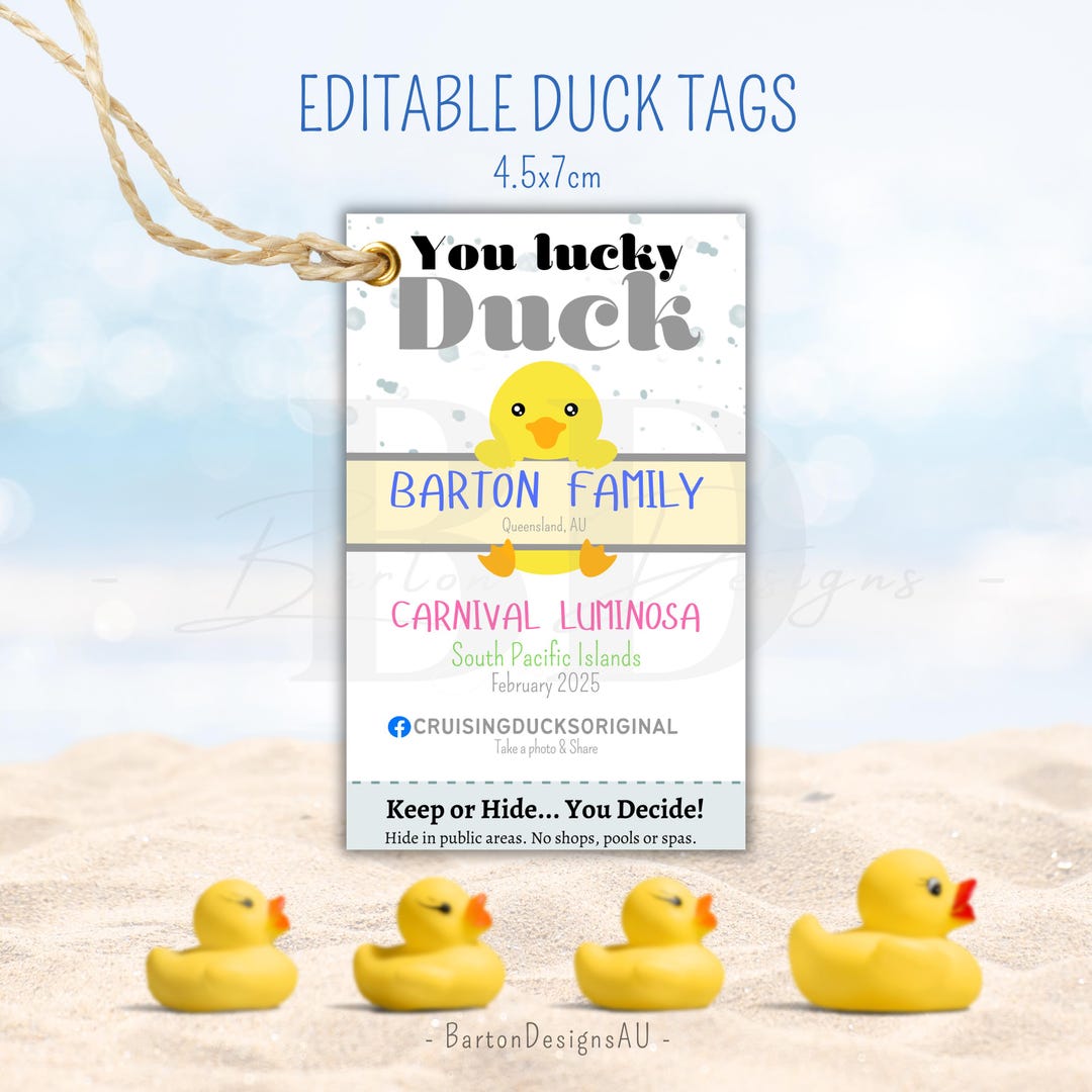 Editable Cruise Duck Tags – Custom Printable Labels for Rubber Ducks ...