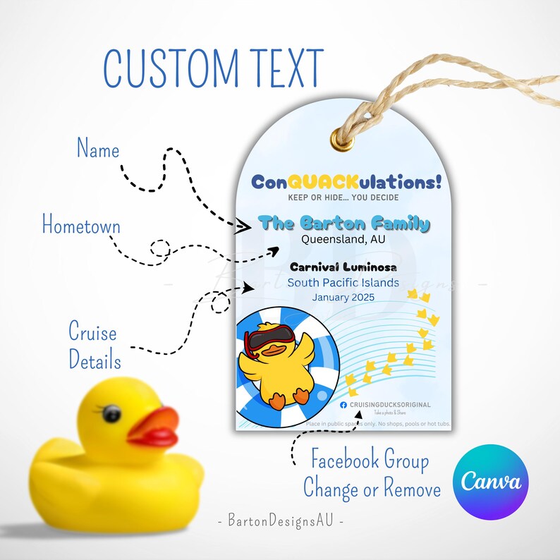 Conquackulations Duck Tag Template - Editable & Custom Printable Labels ...