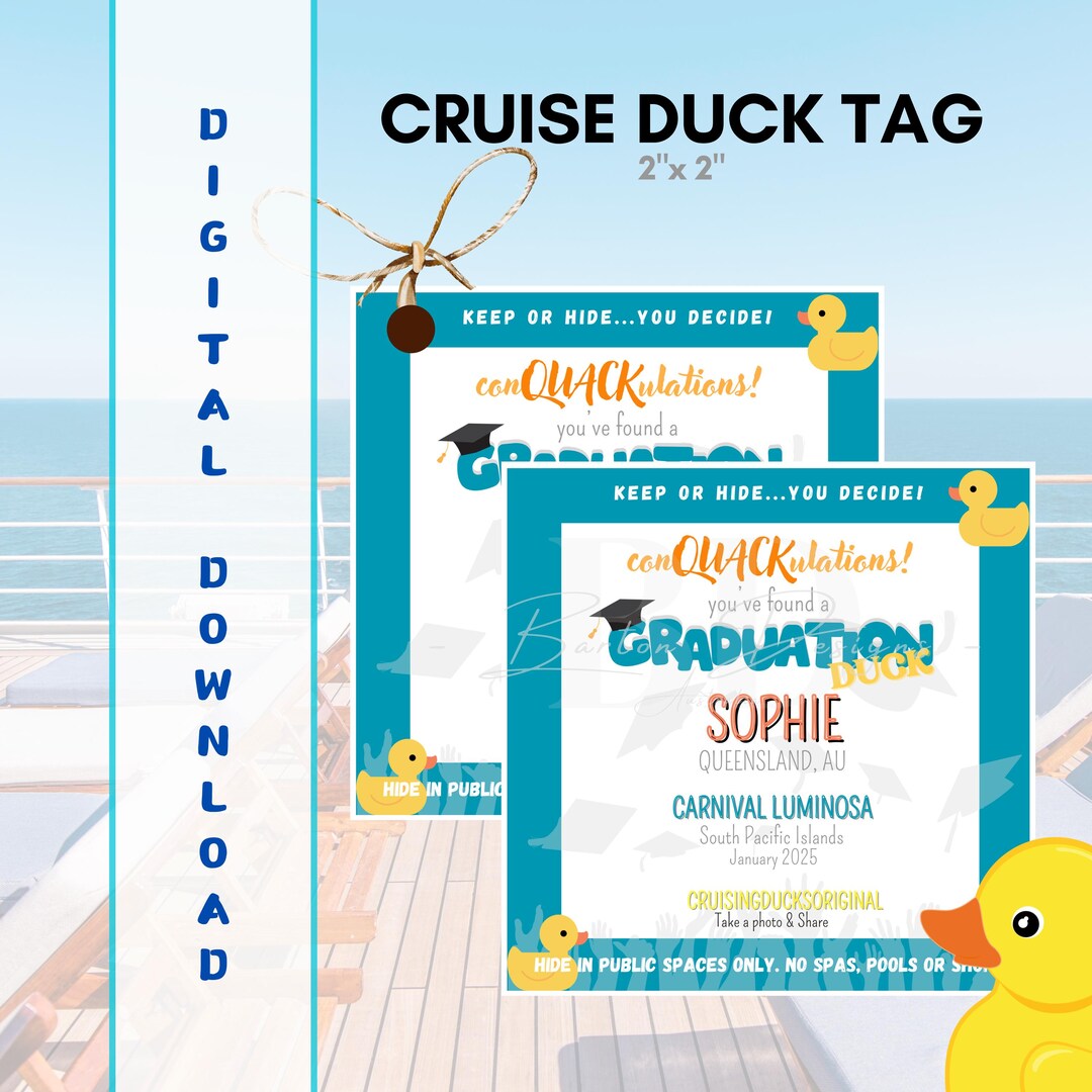 Editable Cruising Duck Tag Graduation Conquackulations Customizable ...