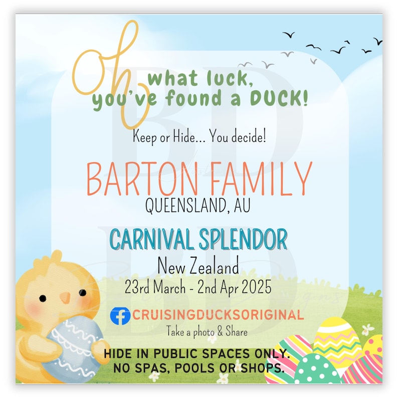 Easter Duck Labels - Editable Printable Tags for Cruising Ducks - Bunny ...