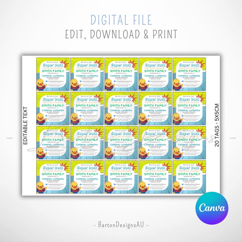 Super Duck Cruising Tags | Printable Duck Hunt Labels (digital Download ...