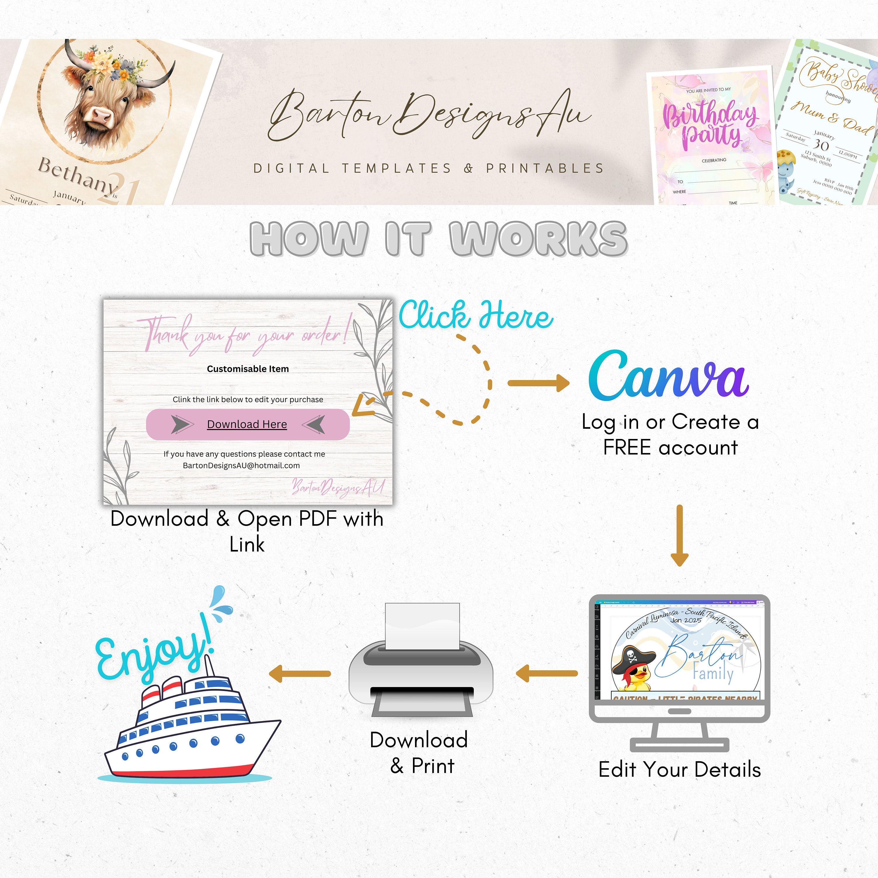 Editable Cruising Duck Tag Template | Honeymoon | Anniversary ...