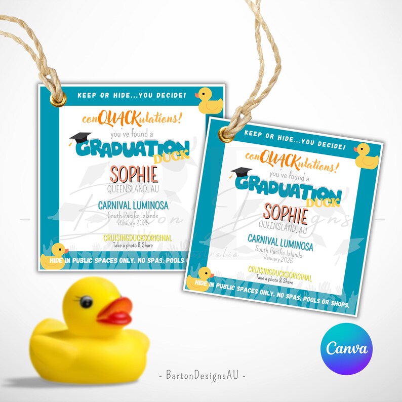 Editable Cruising Duck Tag | Graduation Conquackulations | Customizable ...