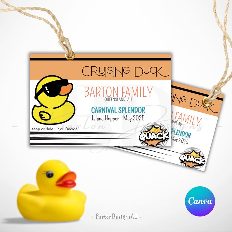 Cruising Duck Labels - Editable Printable Tags for Ducks Sunglasses ...