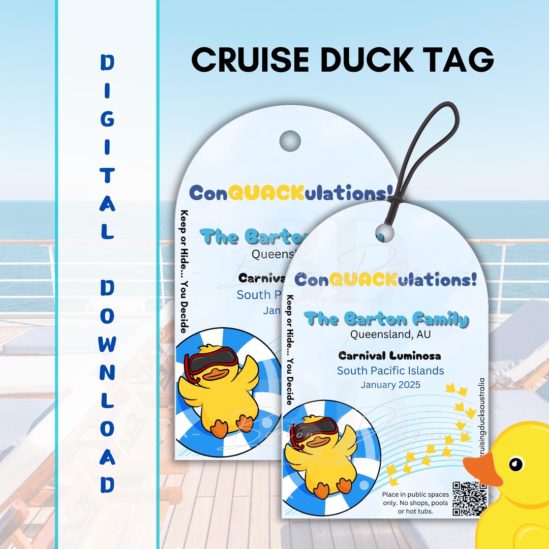 Conquackulations Editable Cruising Duck Tag Template: Custom Printable ...
