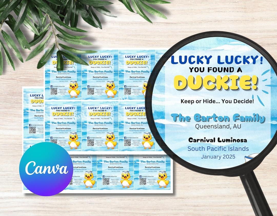 Editable Cruising Duck Tag | Customizable DIY Label | Personalise ...