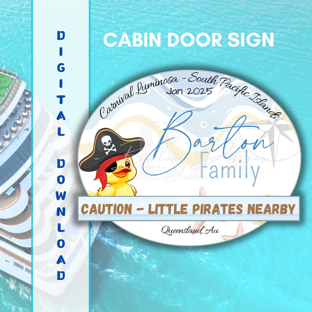 Cruise Cabin Door Sign | Customisable Pirate Duck Design | Editable ...