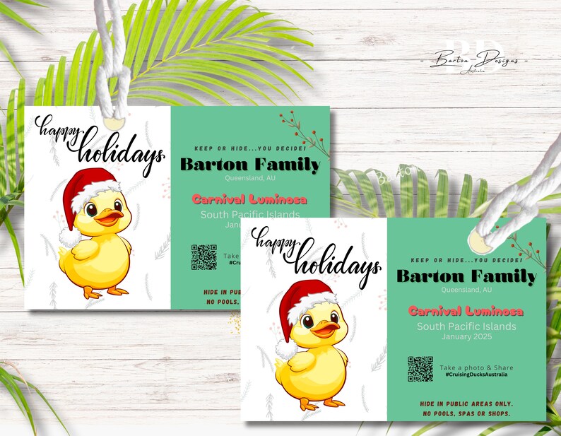 Editable Cruising Duck Tag Template | Happy Holidays | Merry Christmas ...