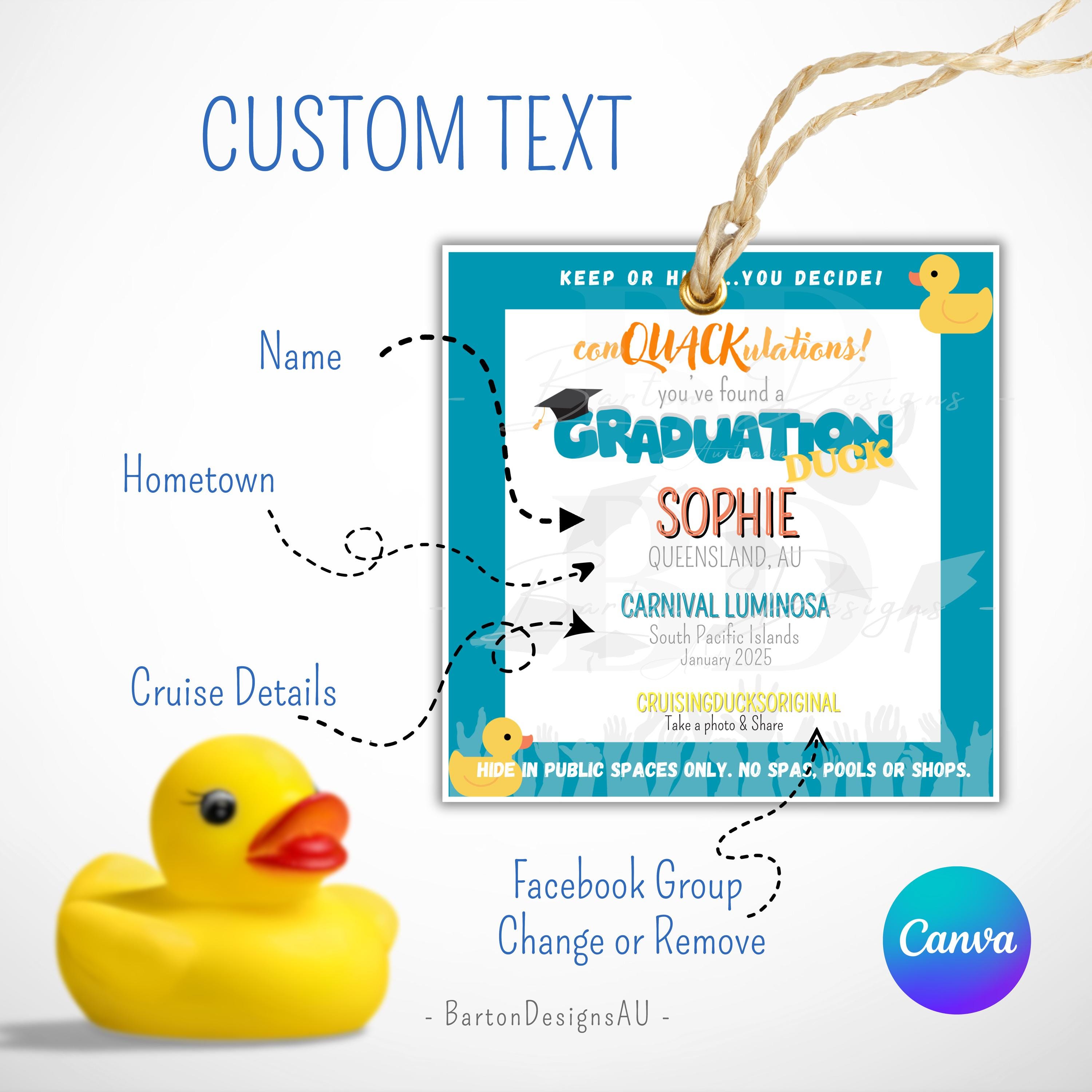 Editable Cruising Duck Tag | Graduation Conquackulations | Customizable ...
