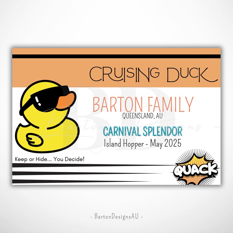 Cruising Duck Labels - Editable Printable Tags for Ducks Sunglasses ...