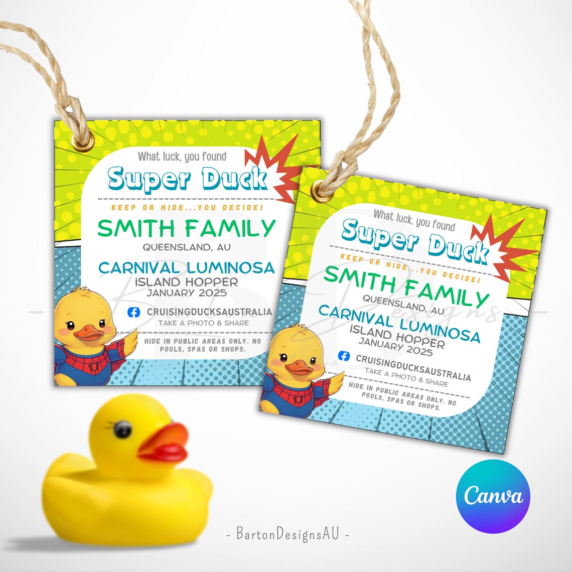 Super Duck Cruising Tags | Printable Cruise Duck Labels | Digital ...
