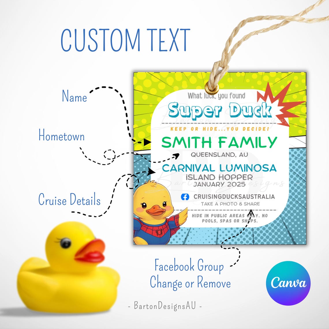 Super Duck Cruising Tags | Printable Cruise Duck Labels | Digital ...