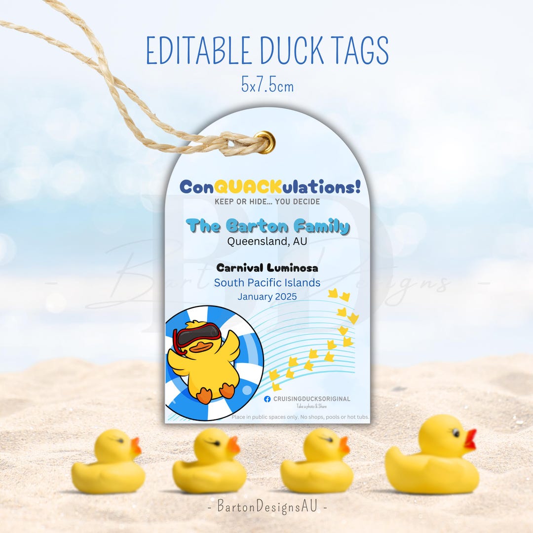 Conquackulations Duck Tag Template - Editable & Custom Printable Labels ...