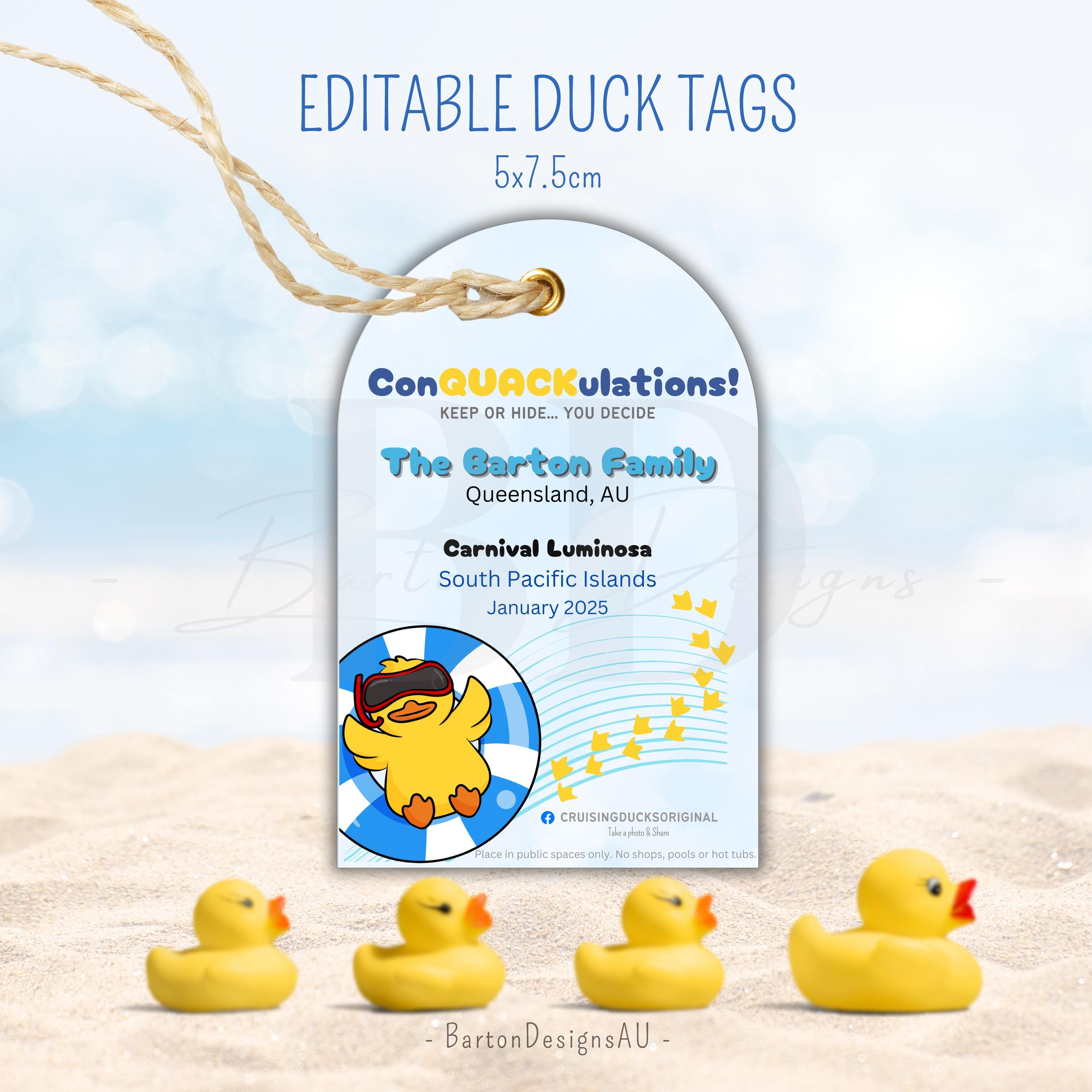 Conquackulations Duck Tag Template - Editable & Custom Printable Labels ...