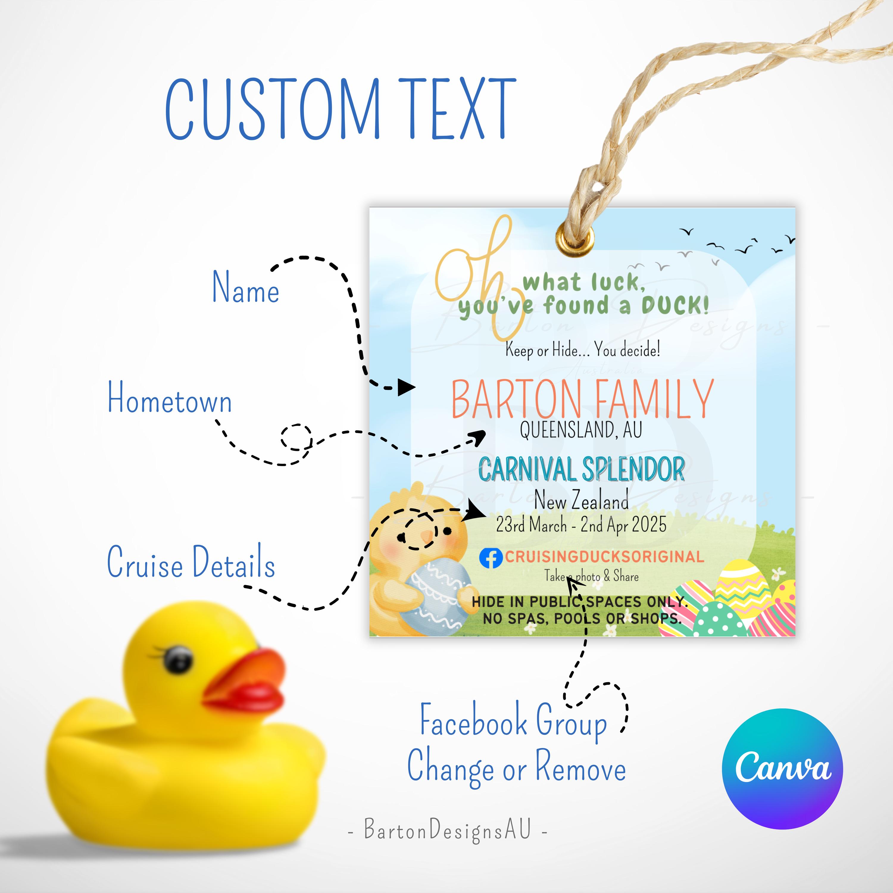 Easter Duck Labels - Editable Printable Tags for Cruising Ducks - Bunny ...