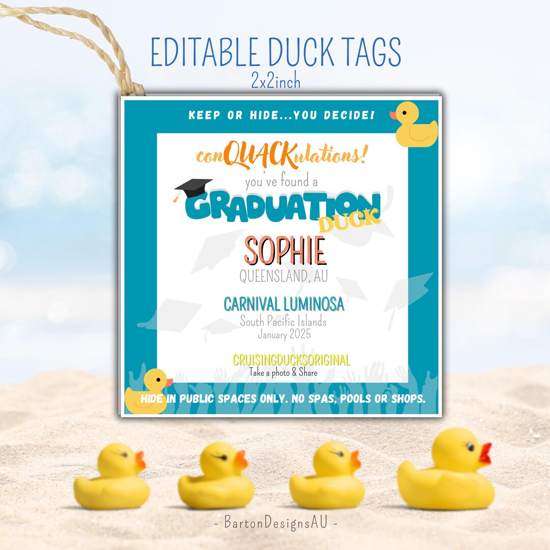 Editable Cruising Duck Tag | Graduation Conquackulations | Customizable ...
