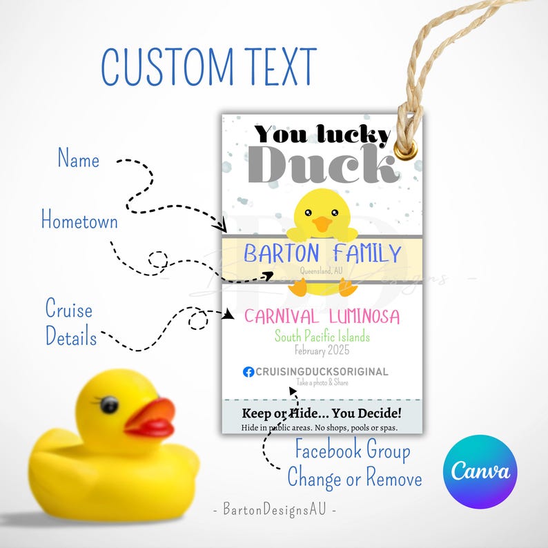 Editable Cruise Duck Tags – Custom Printable Labels for Rubber Ducks ...