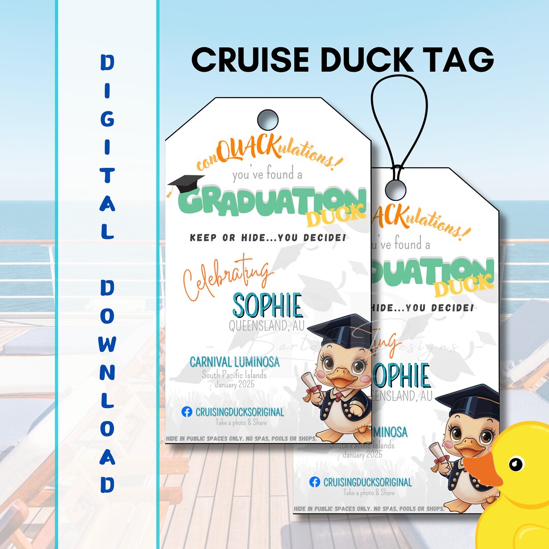 Editable Cruising Duck Tag | Graduation Conquackulations | Customizable ...